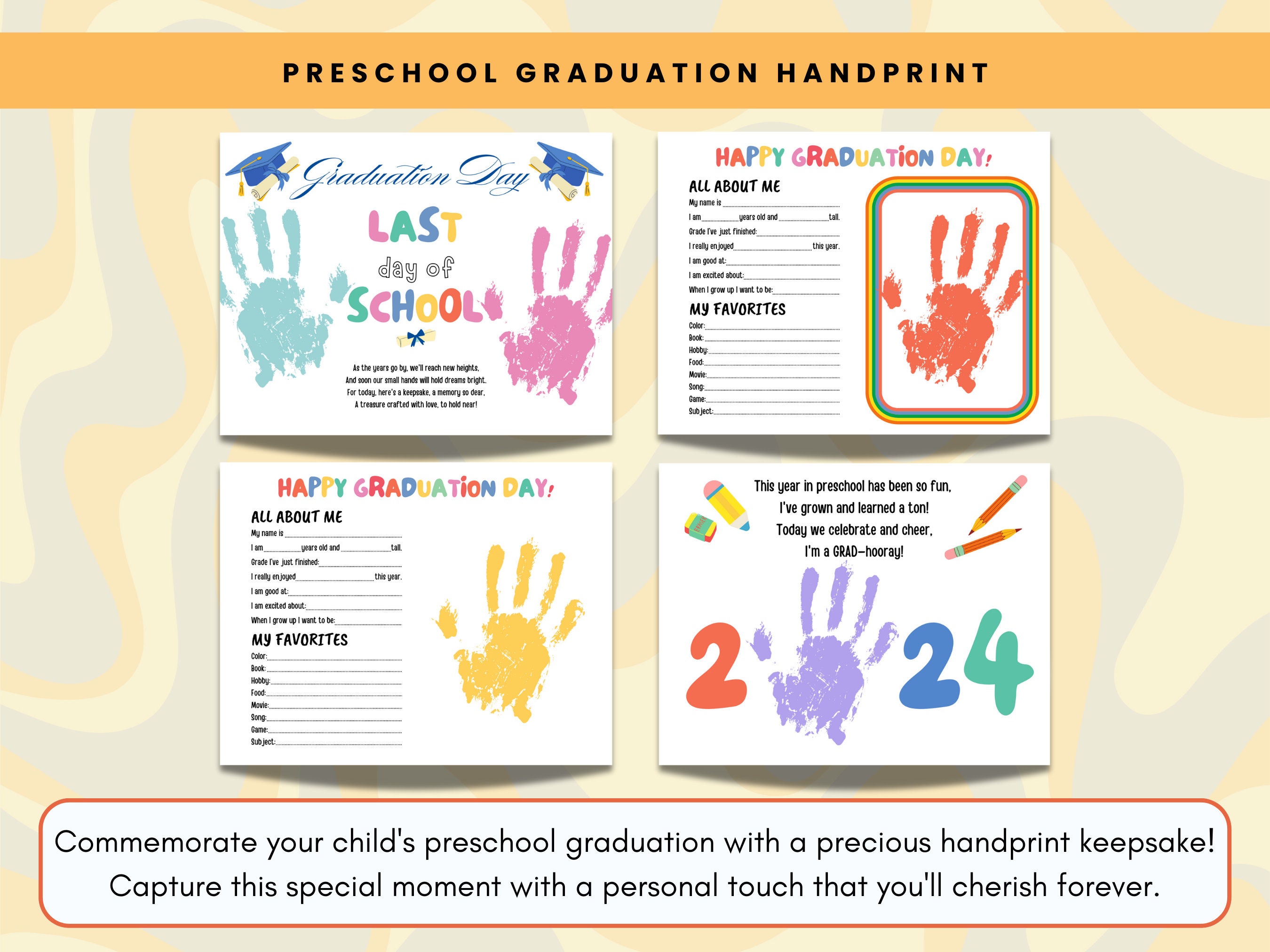 Preschool Graduation Coloring Pages, Diploma, Invitation, Handprint ...