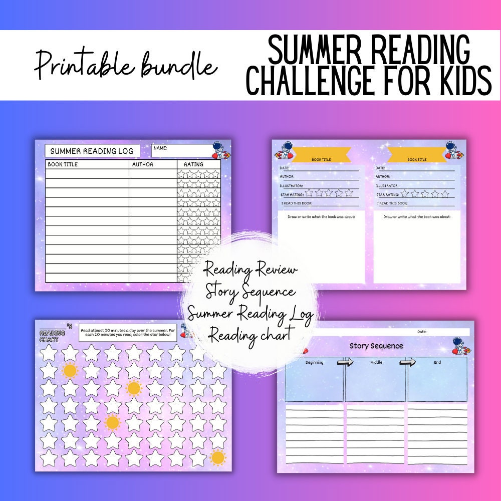 Summer Reading Challenge Printable Kids PDF Activities, Bookmark, Bingo ...