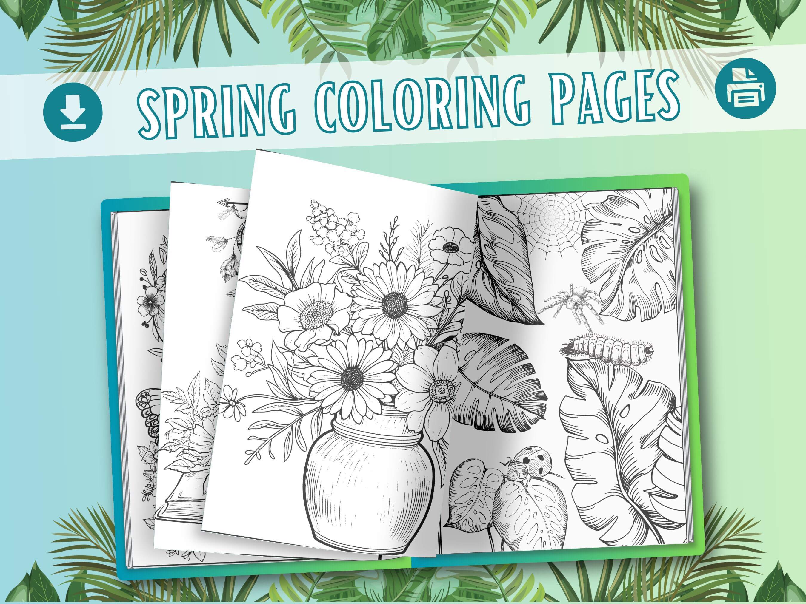 Printable Spring Coloring Book PDF 30 Unique Floral, Wildlife ...