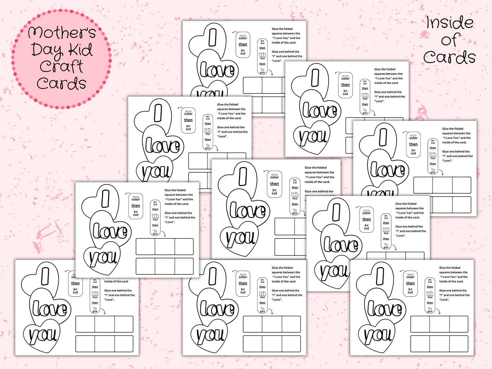 Printable Mother's Day Craft Cards PDF Kids DIY Coloring & Cutout ...