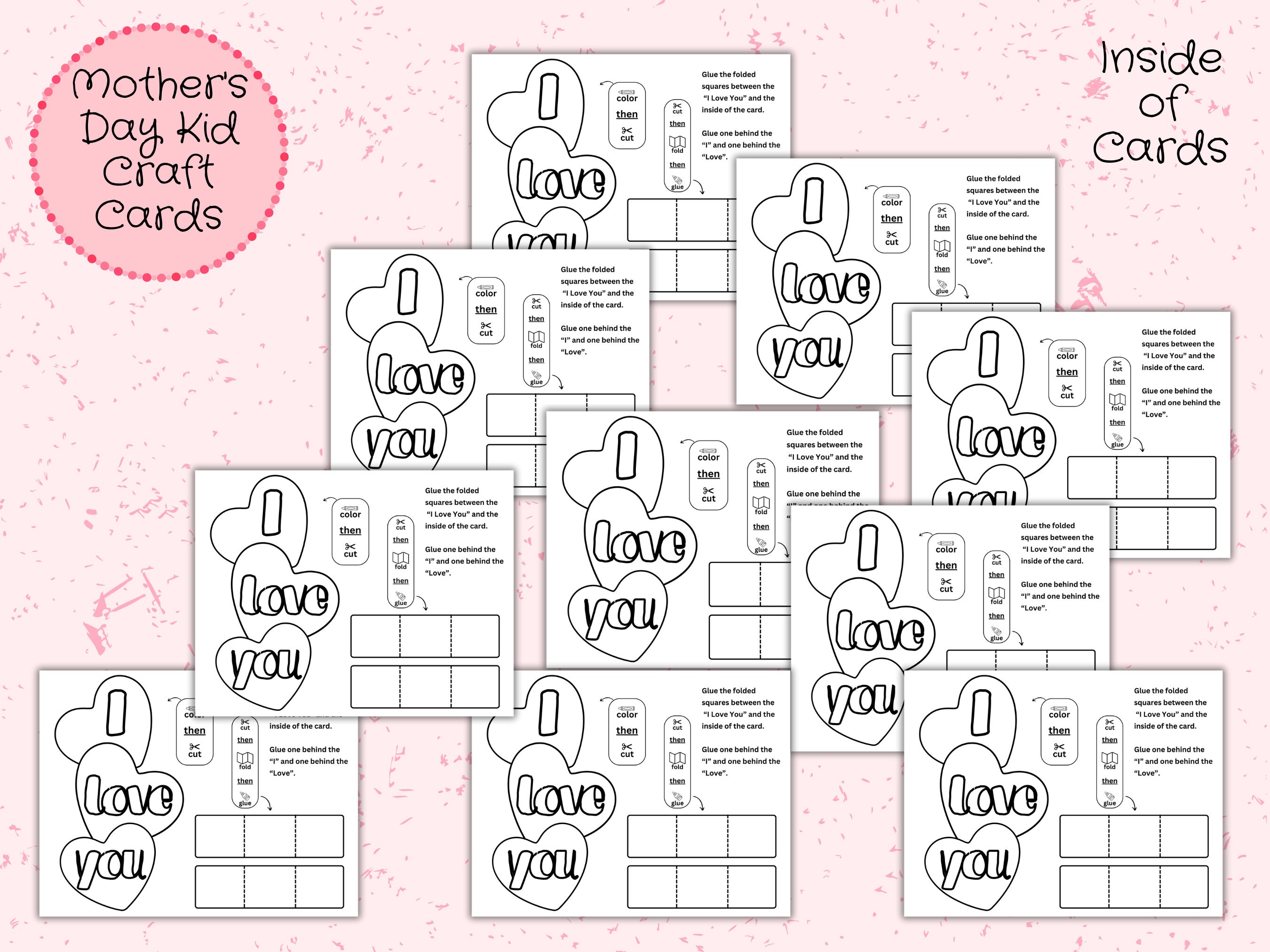 Printable Mother's Day Craft Cards PDF Kids DIY Coloring & Cutout ...