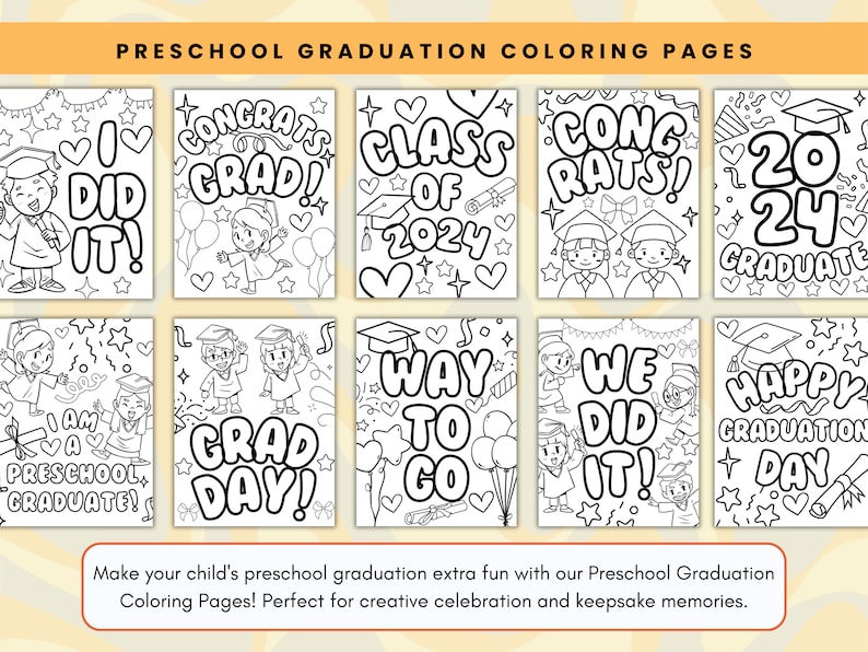 Preschool Graduation Coloring Pages, Diploma, Invitation, Handprint ...