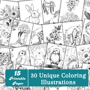 Printable Spring Coloring Book PDF 30 Unique Floral, Wildlife ...