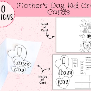 Printable Mother's Day Craft Cards PDF Kids DIY Coloring & Cutout ...