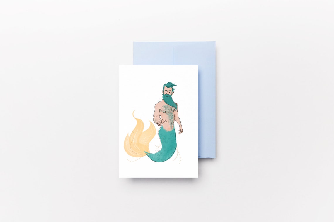Gay Merman With Beard, Blue Merman, Gay Bear, Lgbt Merman, Queer Lgbt ...