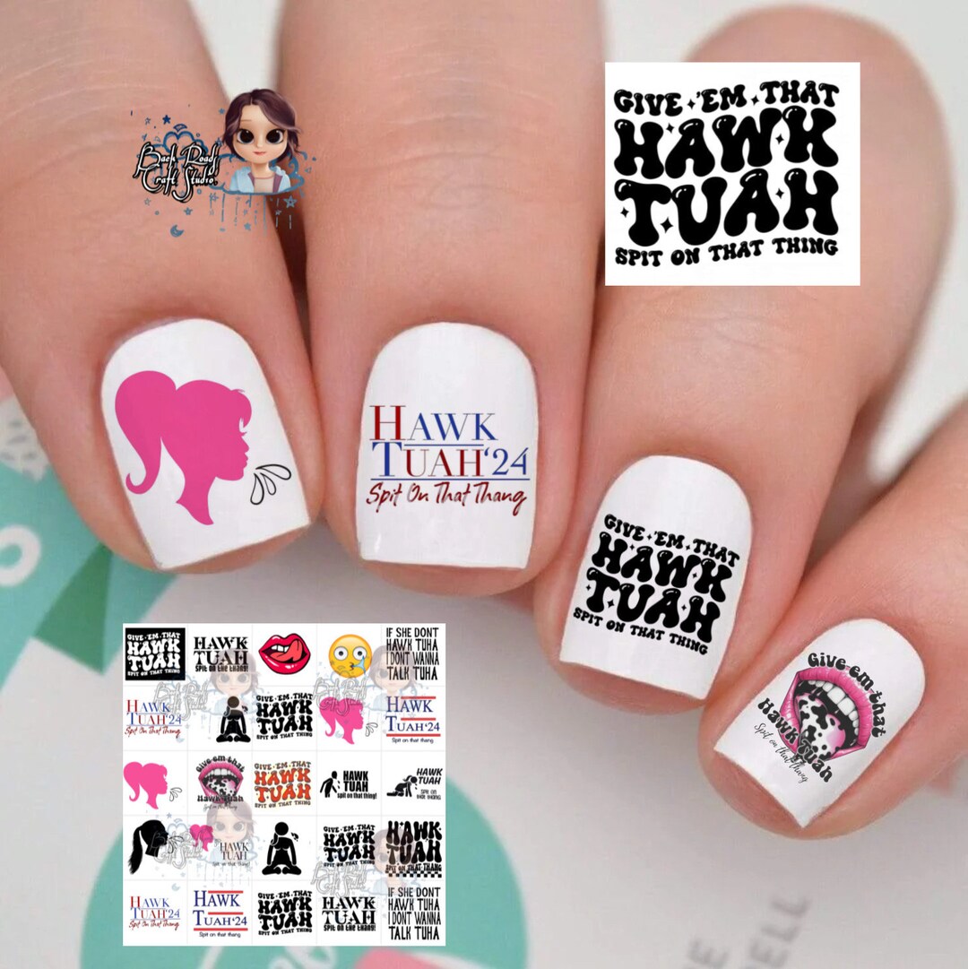 Hawk Tuah Nail Art Waterslide Decals Set of 50 Bonus, Instructions, - Etsy
