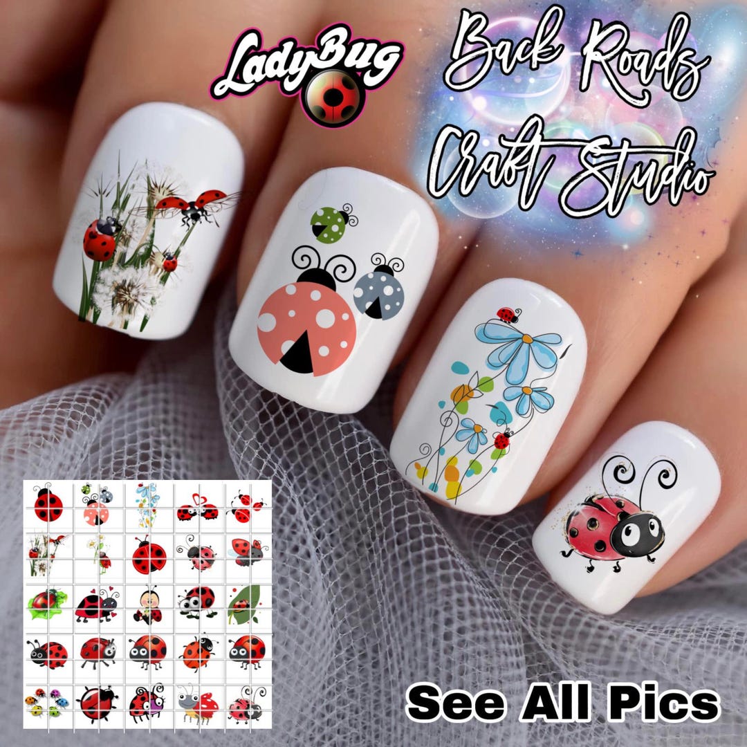 Lady Bugs Nail Art Waterslide Decals Set of 50 + Bonus, Instructions ...