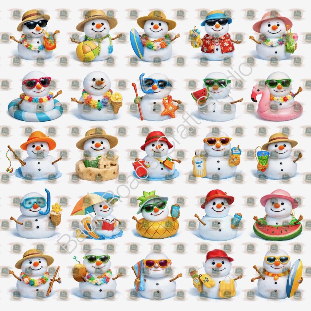Summer Snowmen Nail Art Waterslide Decals Set of 50 + Bonus ...