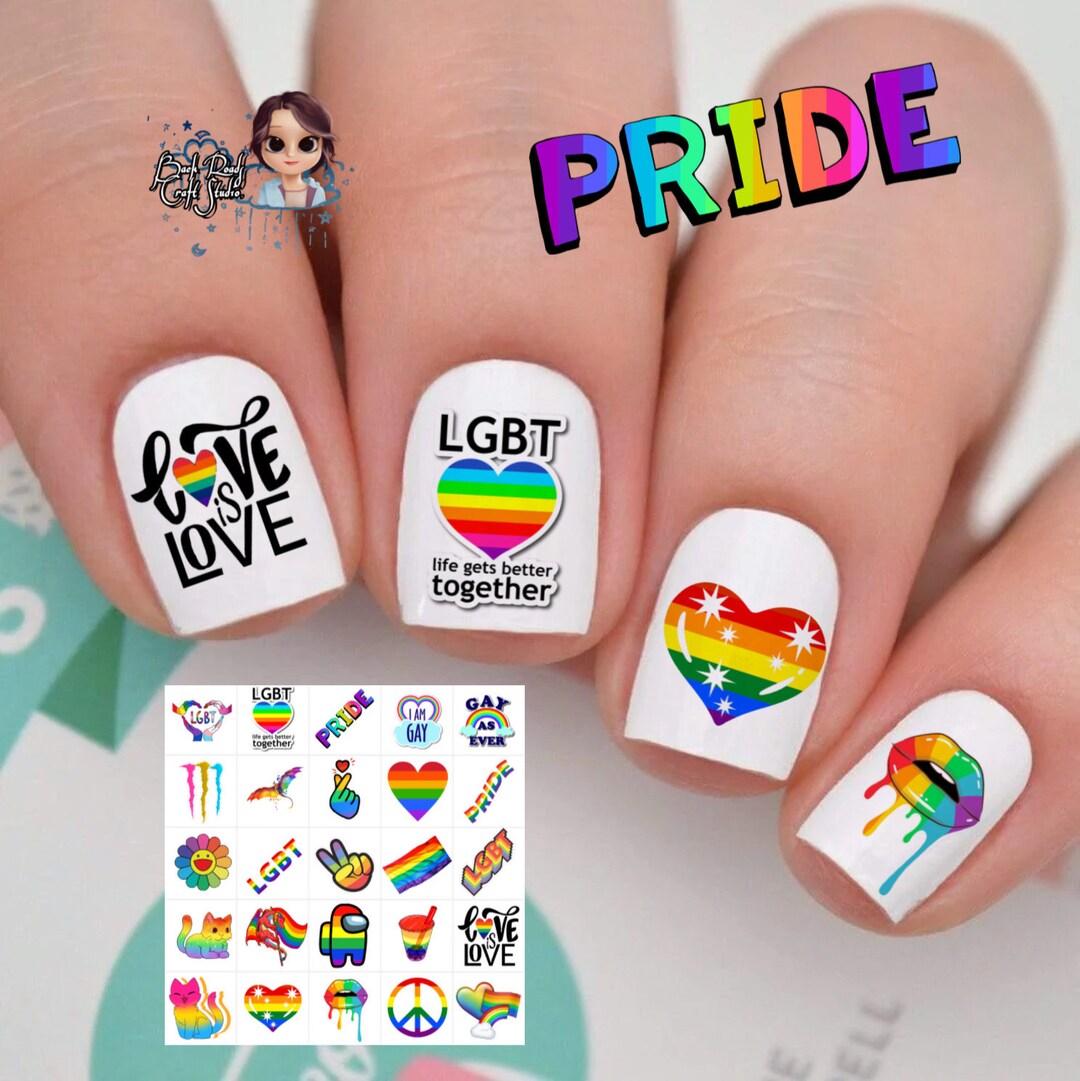 LGBTQIA Pride Month Nail Art Waterslide Decal Stickers Set of 50 Bonus , Instructions - Etsy