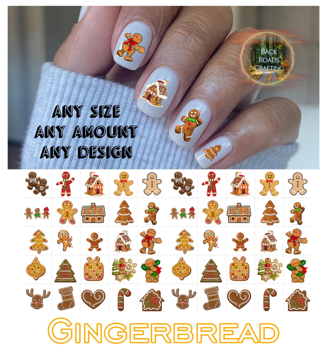 Gingerbread Nail Art Waterslide Stickers Decals Set of 50 - Etsy
