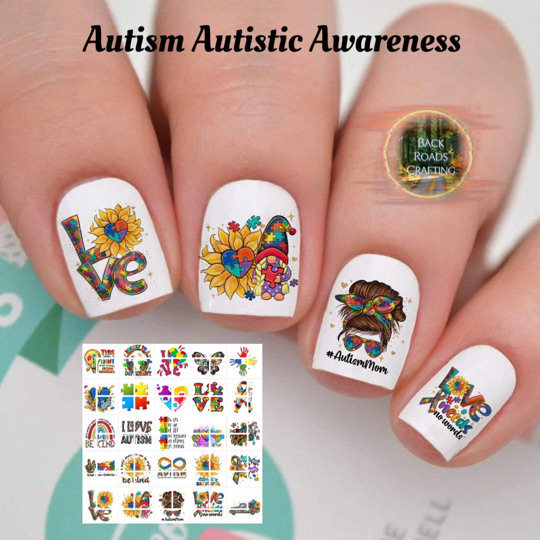 Autism Autistic Awareness Nail Art Waterslide Decal Stickers Set of 50 ...