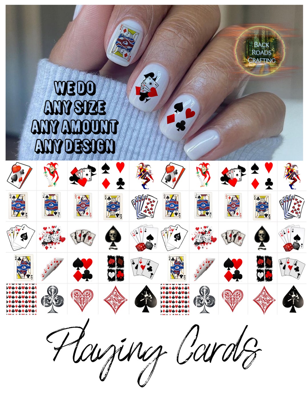 Playing Cards Nail Art Waterslide Decal Set of 50 + Bonus ...