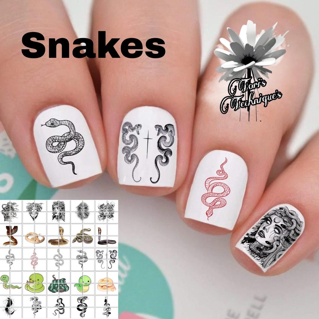 Snakes Nail Art Waterslide Decals Set of 50 + Bonus, Instructions, TT ...