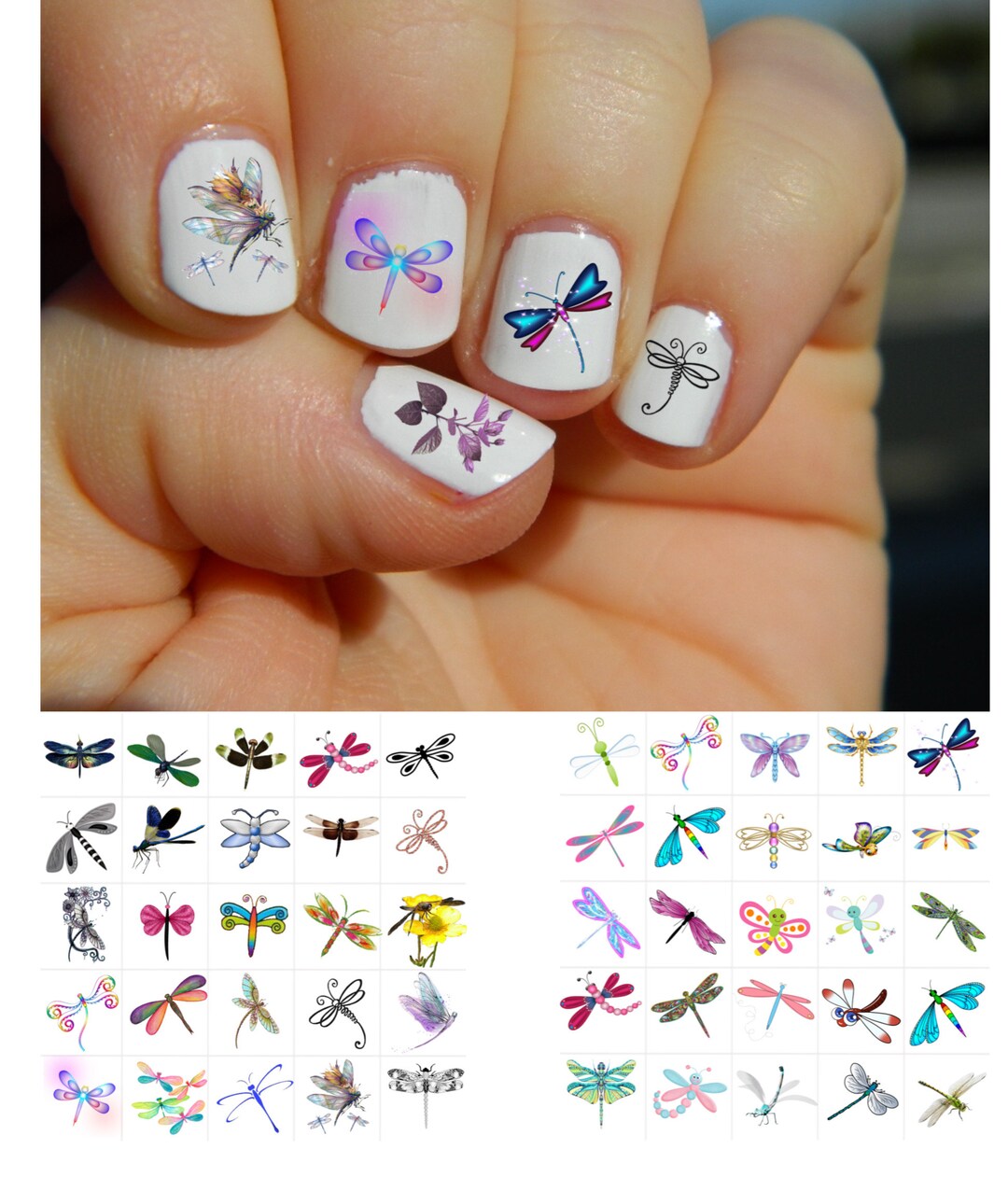 Dragonflies Nail Art Decals Waterslide Set of 50 + Bonus , Instructions ...