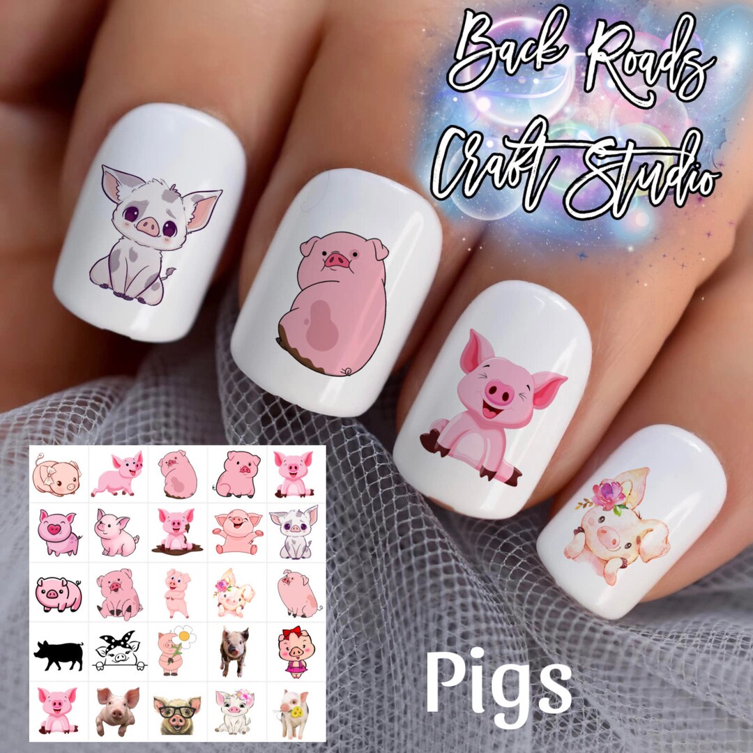 Farm Pigs Nail Art Waterslide Decals Set of 50 + Bonus, Instructions ...