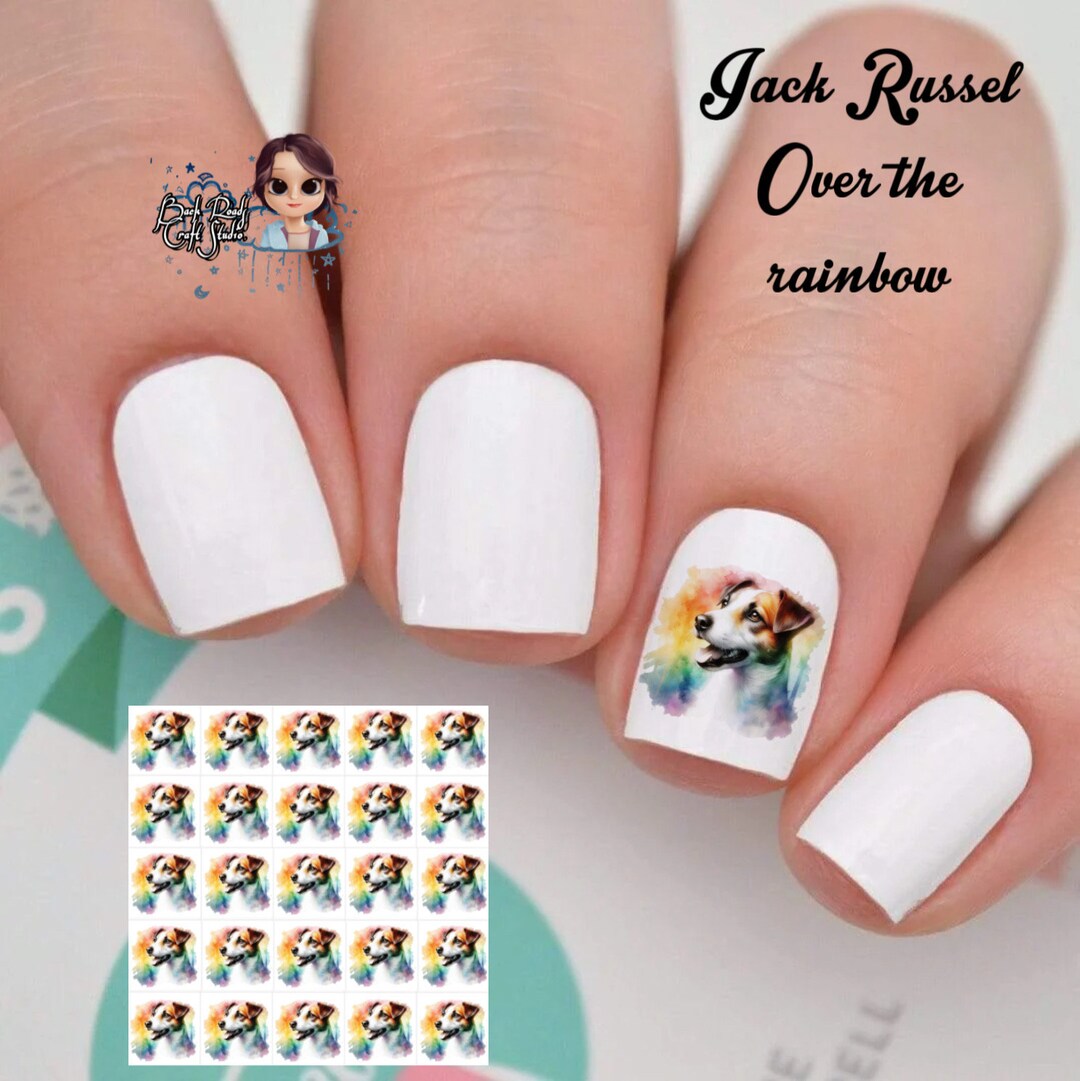 Jack Russel Over the Rainbow Nail Art Waterslide Sticker Decals Set of ...