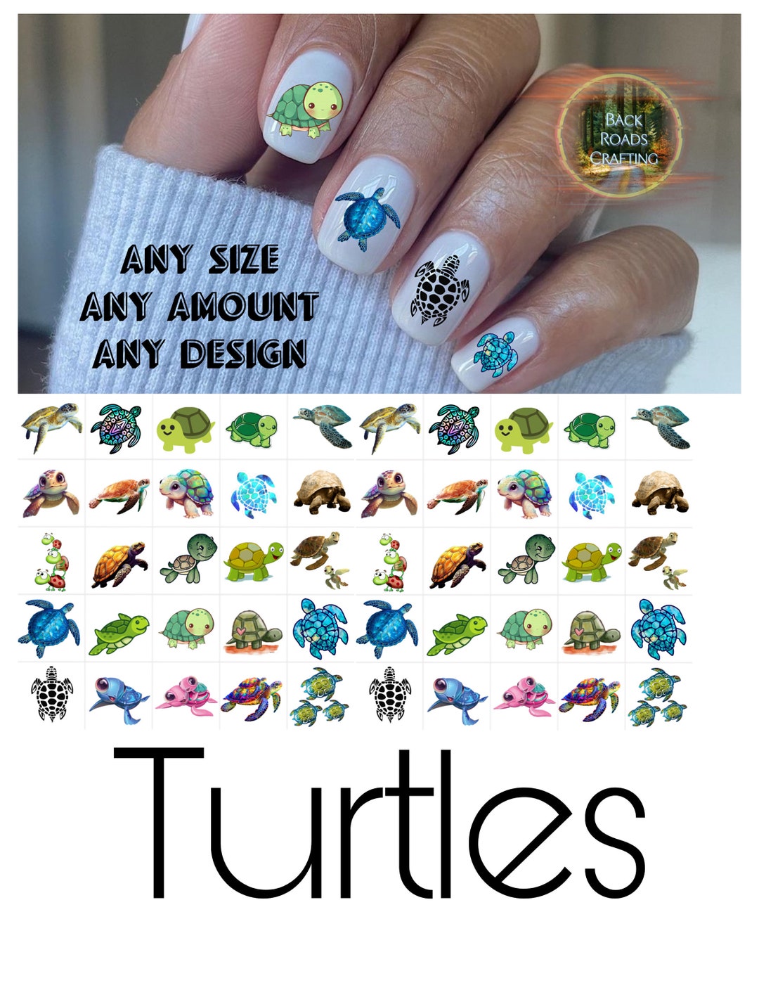 Turtles Turtle Nail Art Waterslide Decal Set of 50 + Bonus ...