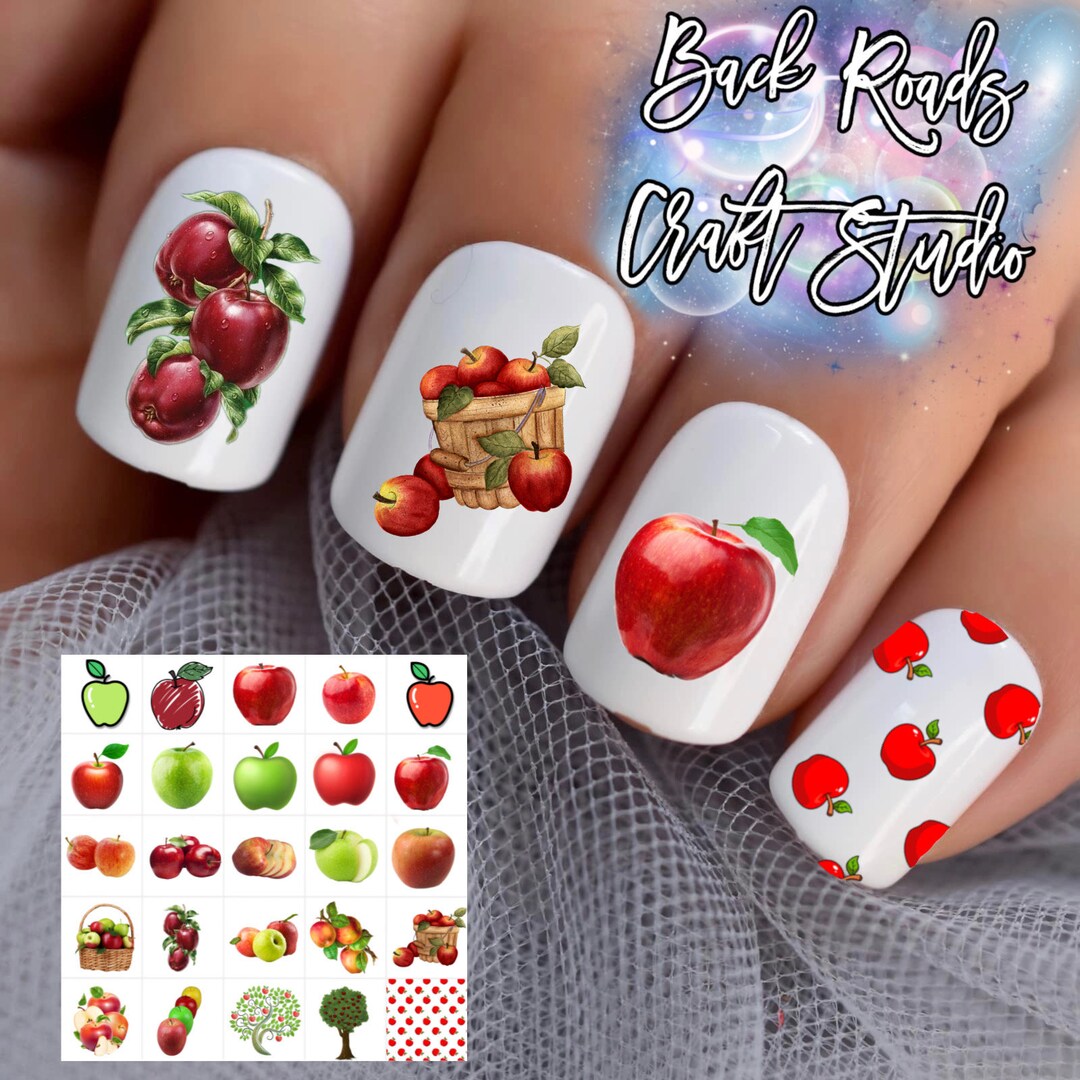 Apples Nail Art Waterslide Decals Set of 50 Bonus, Instructions, Check ...