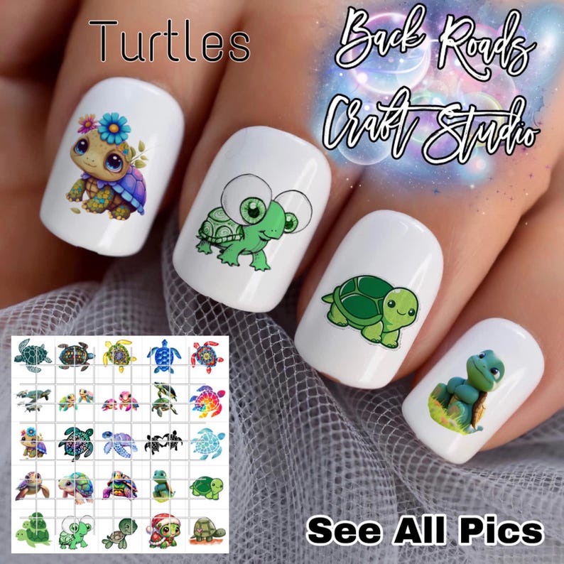Different Turtles Nail Art Waterslide Decals Set of 50 + Bonus ...