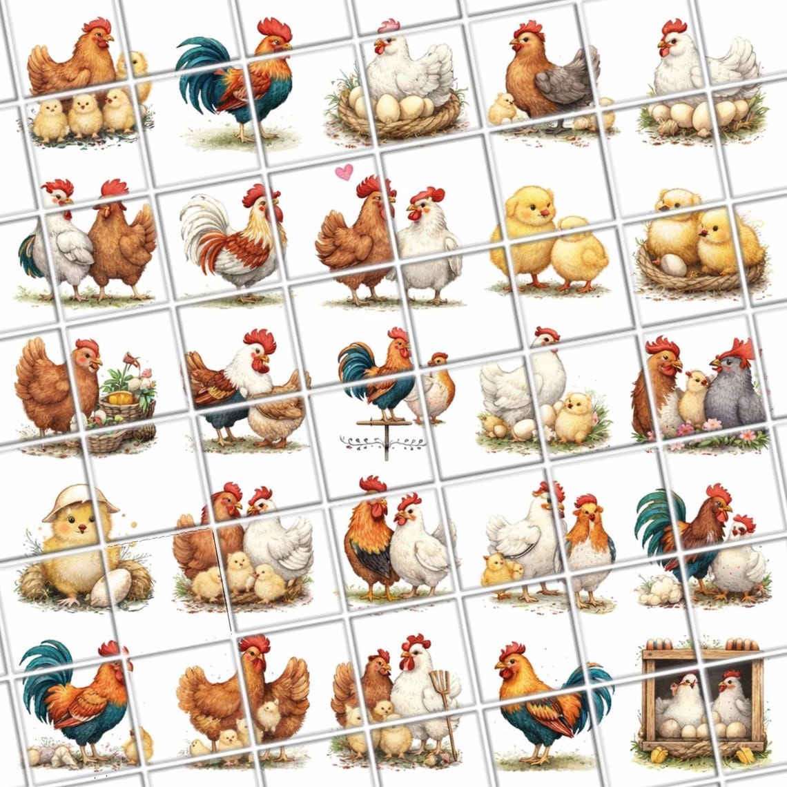 Chickens and Roosters Nail Art Waterslide Decals Set of 50 + Bonus ...