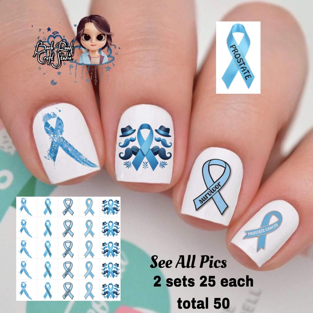 Prostate Cancer Ribbon Nail Art Waterslide Decals Set of 50 + Bonus ...