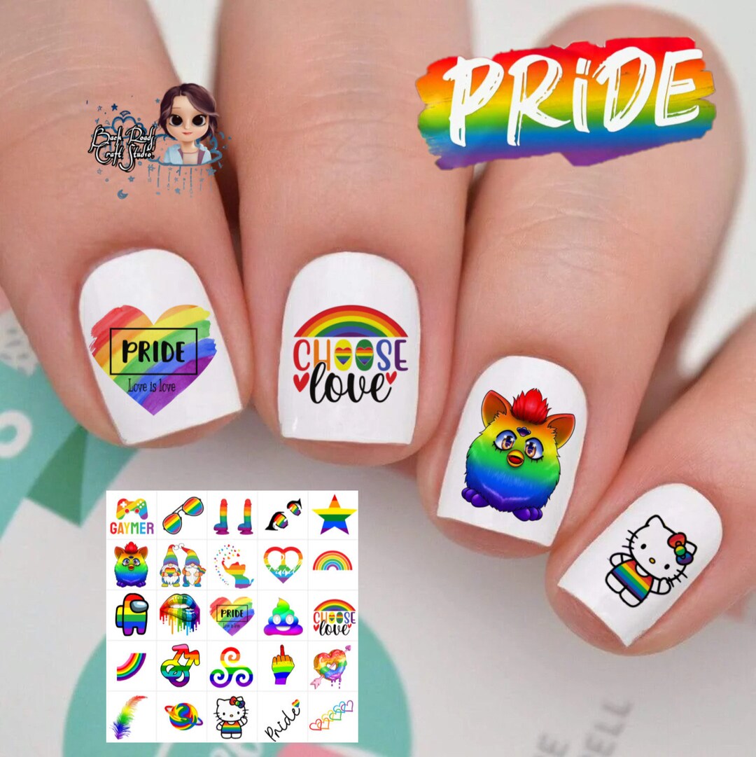 LGBTQIA Pride Month Nail Art Waterslide Decal Stickers Set of 50 Bonus ...