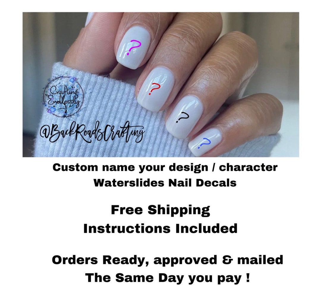 Custom Nail Art Waterslide Decal Set of 50 Bonus, Instructions, Your ...