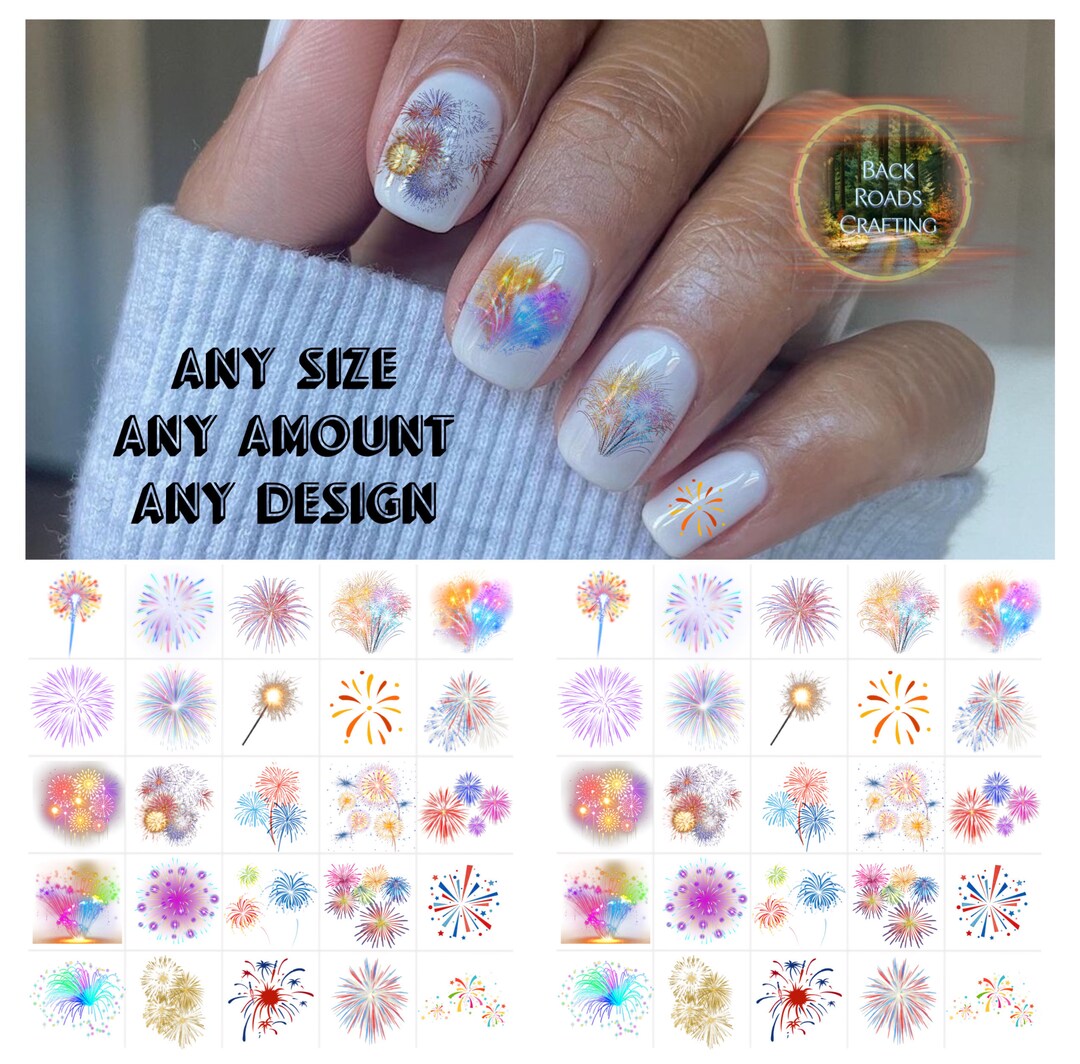 Fireworks Nail Art Waterslide Decal Set of 50 Bonus , Instructions , - Etsy