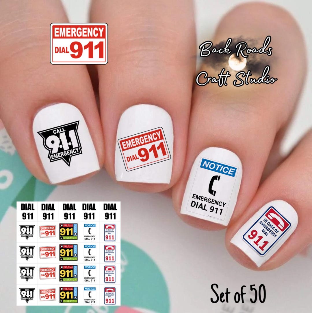 911 Emergency Nail Art Waterslide Decal Set of 50 Bonus, , Instructions ...