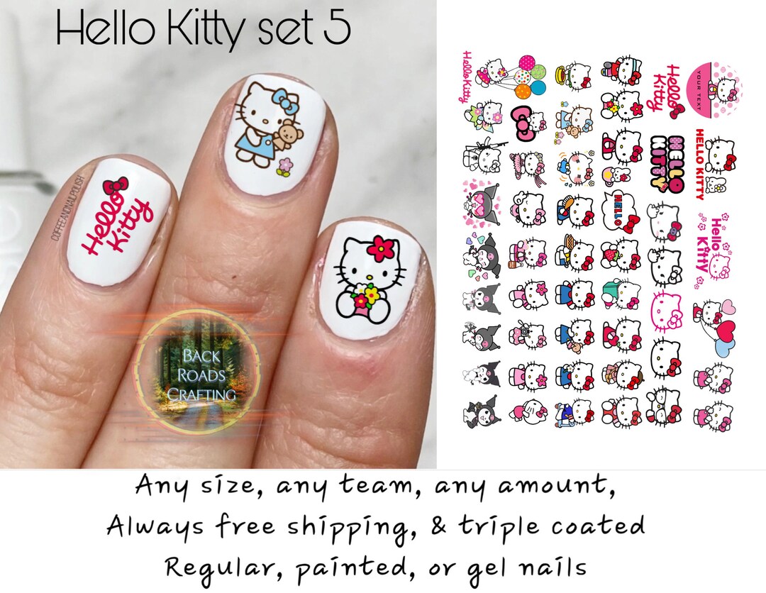 Hello Kitty Set 5 Nail Art Waterslide or Peel and Stick - Etsy