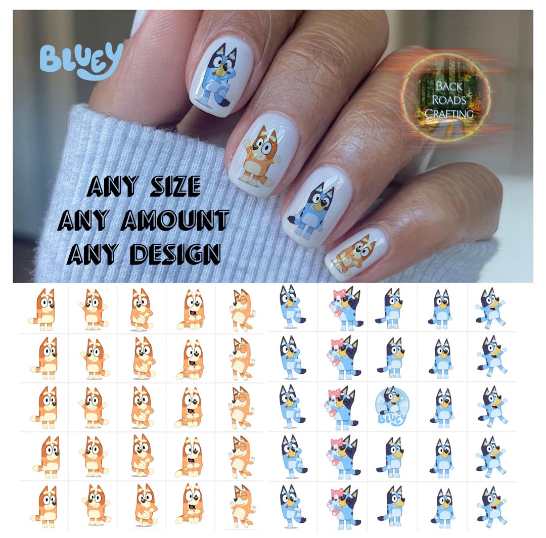 Bluey Nail Art Waterslide Stickers Decals Set of 50 Bonus - Etsy