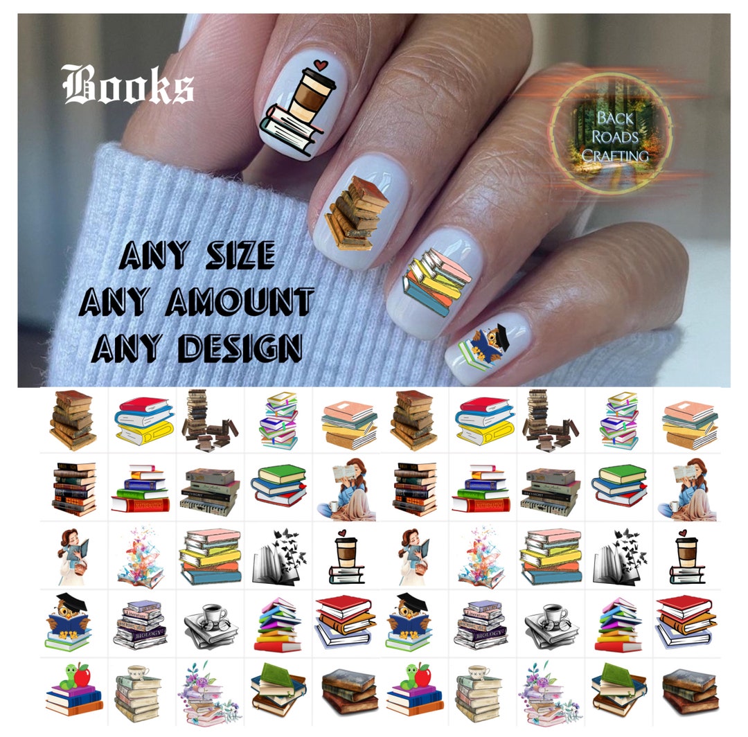 Books Nail Art Waterslide Decals Set of 50 + Bonus, Instructions, Check ...