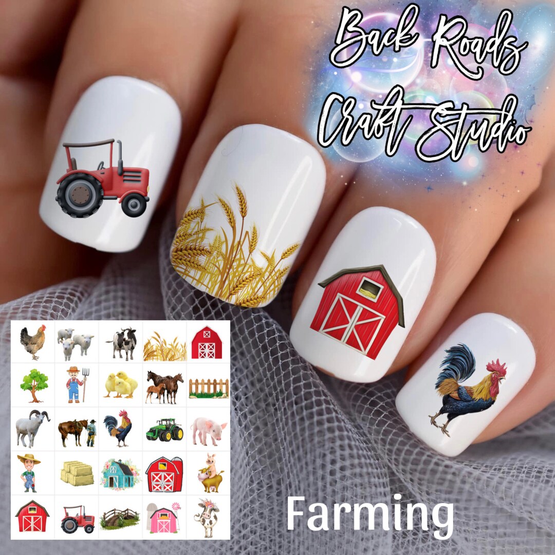 Farm Farmer Farming Nail Art Waterslide Decals Set of 50 + Bonus ...
