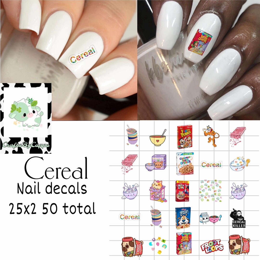 Cereal Nail Art Waterslide Decals Set of 50 + Bonus, Instructions, - Etsy