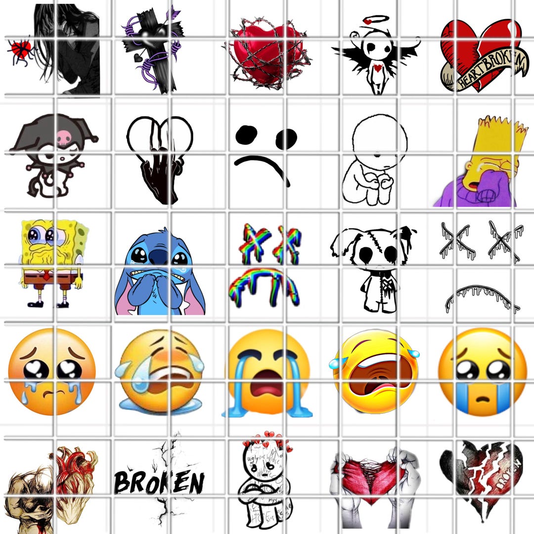 Sad Crying Heartbroken Nail Art Waterslide Decal Set of 50 + Bonus ...