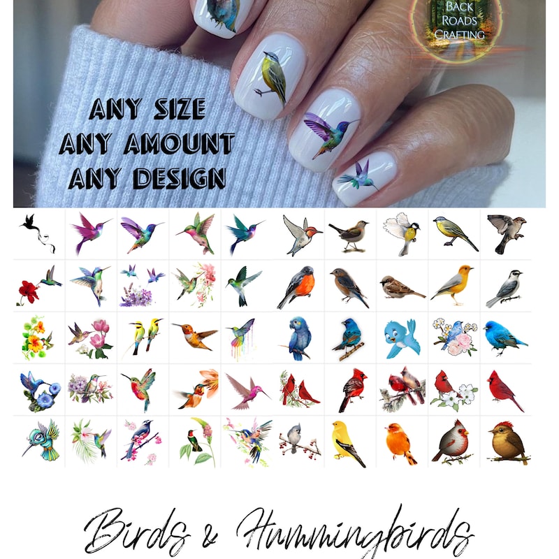 Hummingbird Nail Design - Etsy
