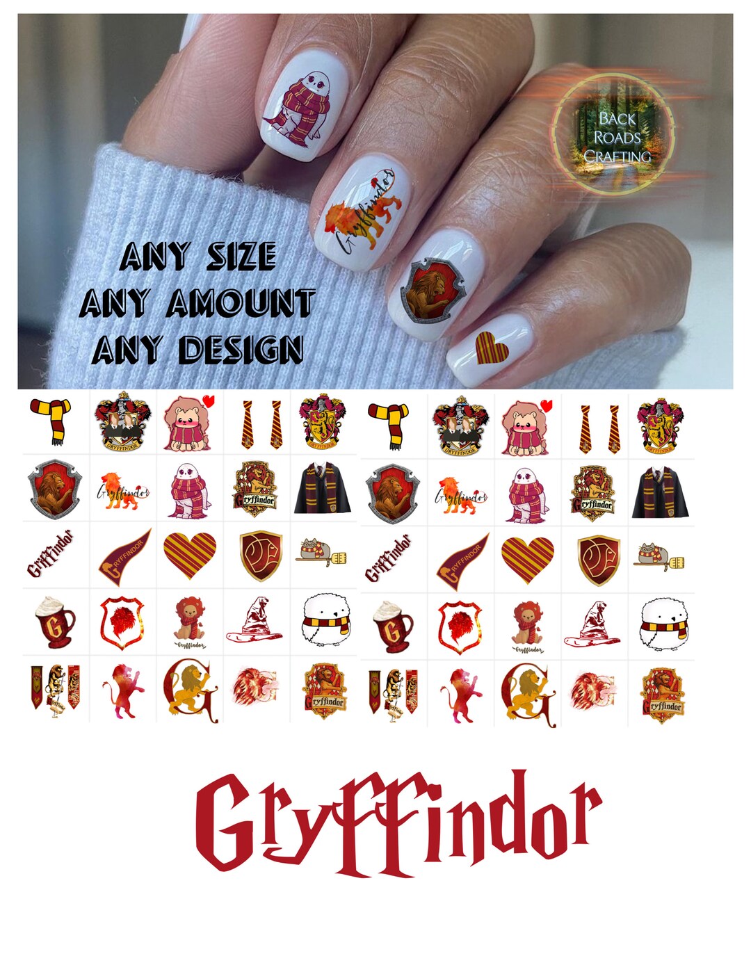 Gryffindor Harry Potter Nail Art Waterslide Decal Stickers Set - Etsy