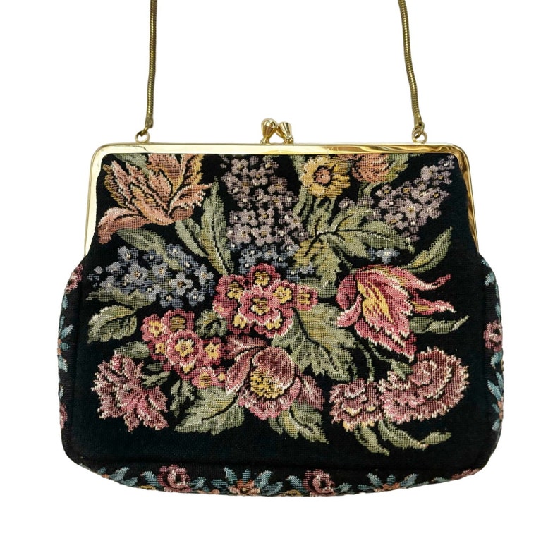 Vintage 1950s Walborg West Germany Clutch Handbag Black Floral - Etsy
