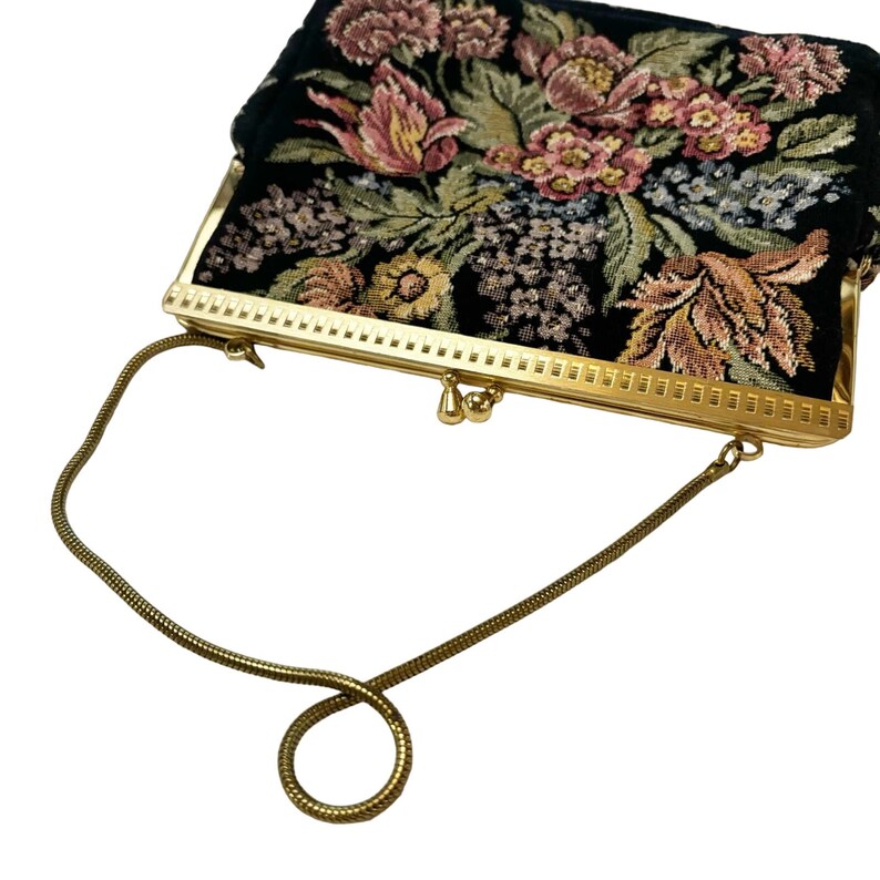 Vintage 1950s Walborg West Germany Clutch Handbag Black Floral - Etsy