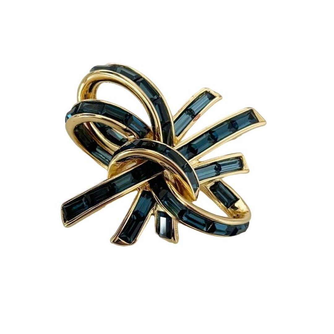 Vintage Nolan Miller Sign Abstract Crystal Brooch Pin Blue - Etsy