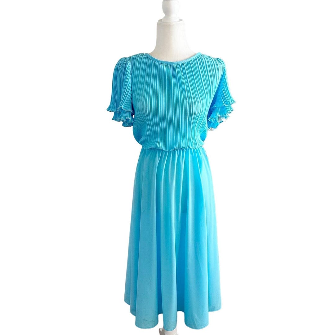 Vintage 1970's Deadstock Boston Maid Pleated Dress Blue - Etsy