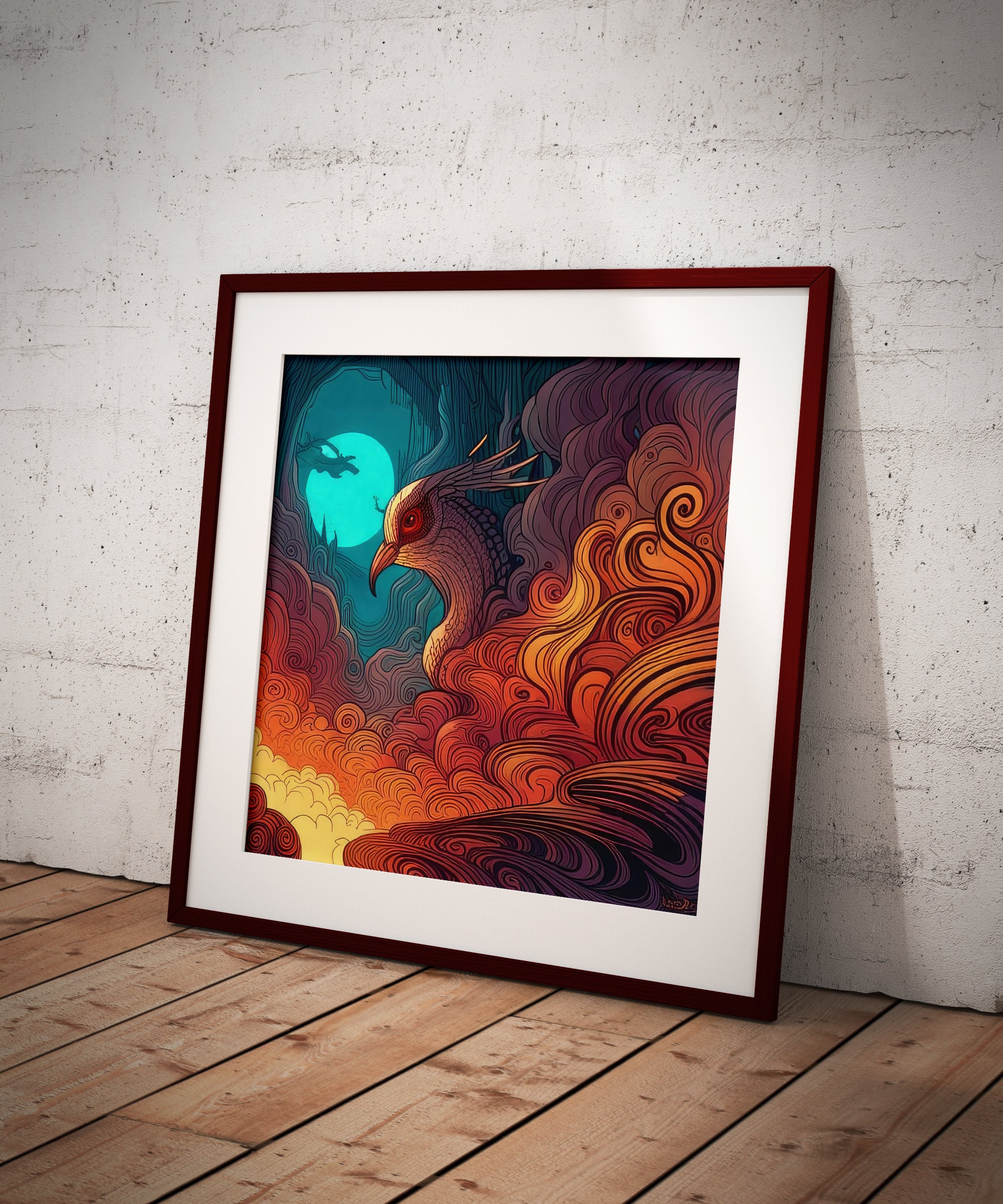 Fiery Phoenix Bird Poster AI Generated Fire Poster - Etsy