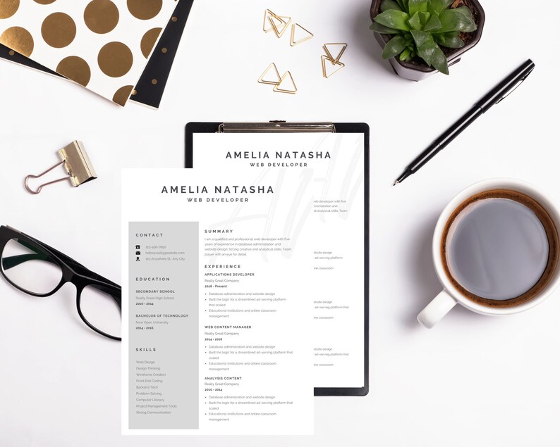 Creative Minimalist Resume CV Template Professional Resume - Etsy