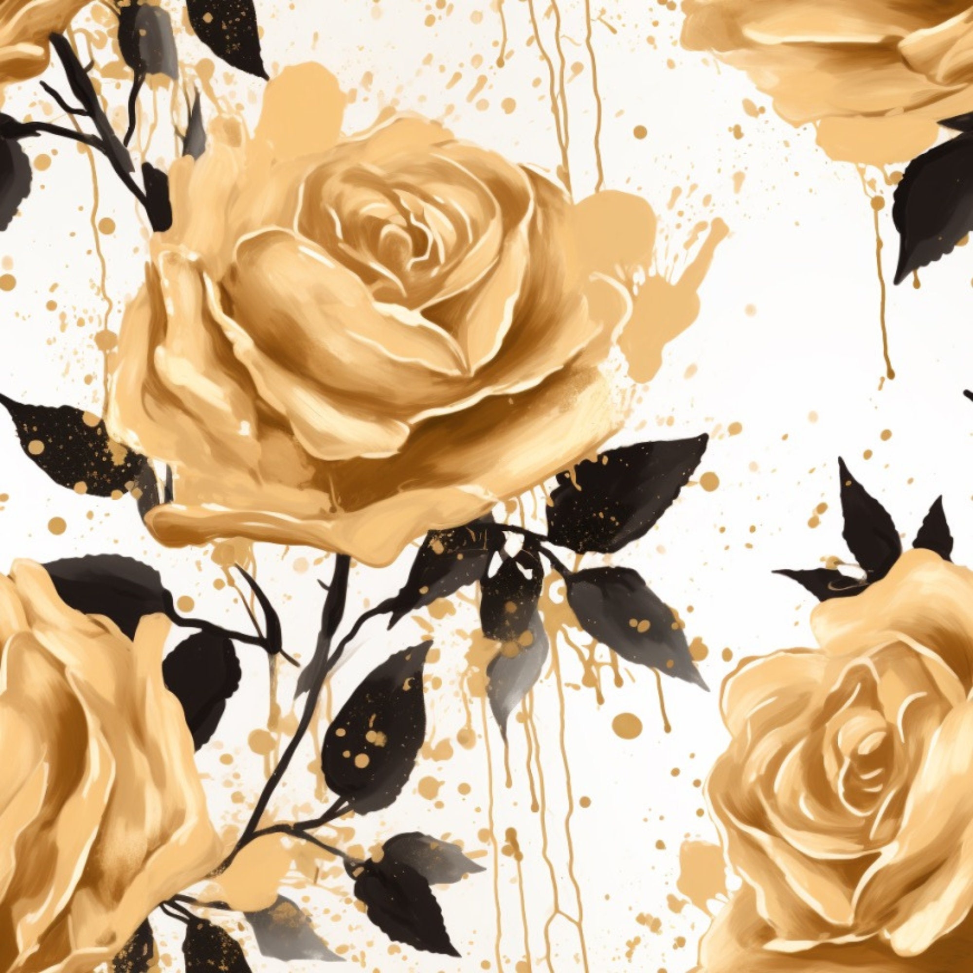 Gold, White Roses Seamless Digital Paper | Digital Paper | Patterned ...