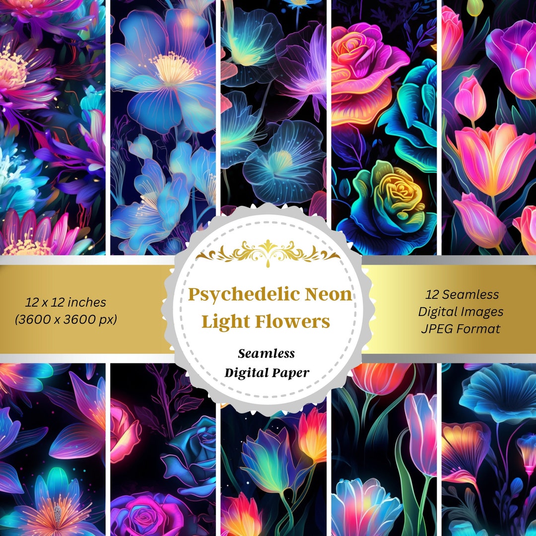 Neon Flowers Seamless Digital Paper | Digital Paper | Patterned Digital ...