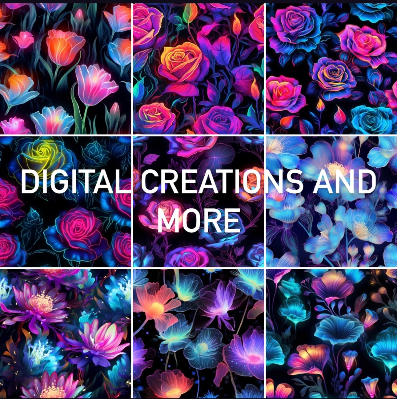 Neon Flowers Seamless Digital Paper | Digital Paper | Patterned Digital ...