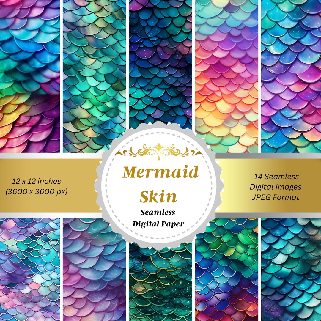 Mermaid Skin Art Seamless Digital Paper | Digital Paper | Patterned ...