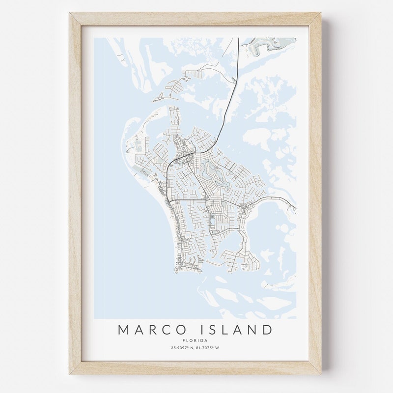 Marco Island Map Wall Art - Etsy