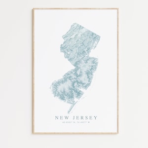 New Jersey Map Print, New Jersey State Poster, New Jersey Beach Home ...