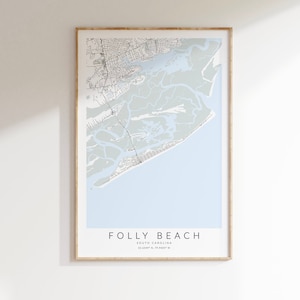 Folly Beach South Carolina Map Print, Map of Folly Beach, Charleston ...